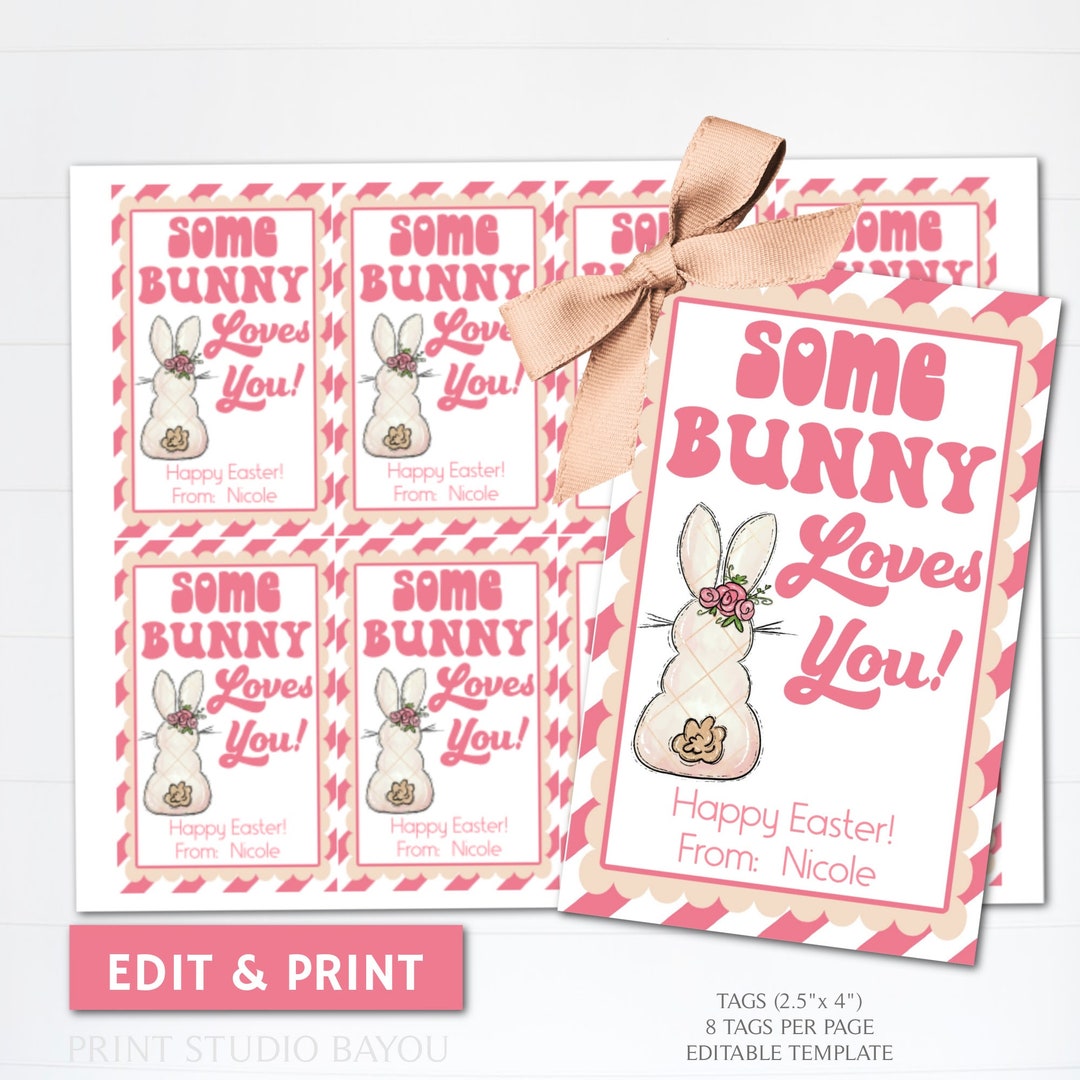 Printable Some Bunny Loves You Gift Tags, Easter Favor Tags, Easter ...