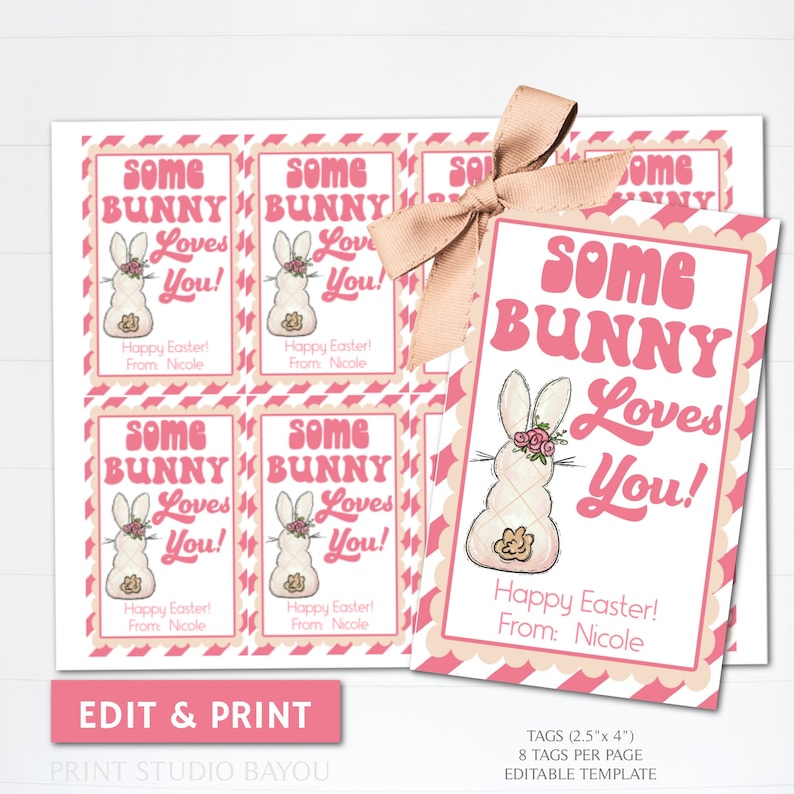 Printable Some Bunny Loves You Gift Tags, Easter Favor Tags, Stickers ...