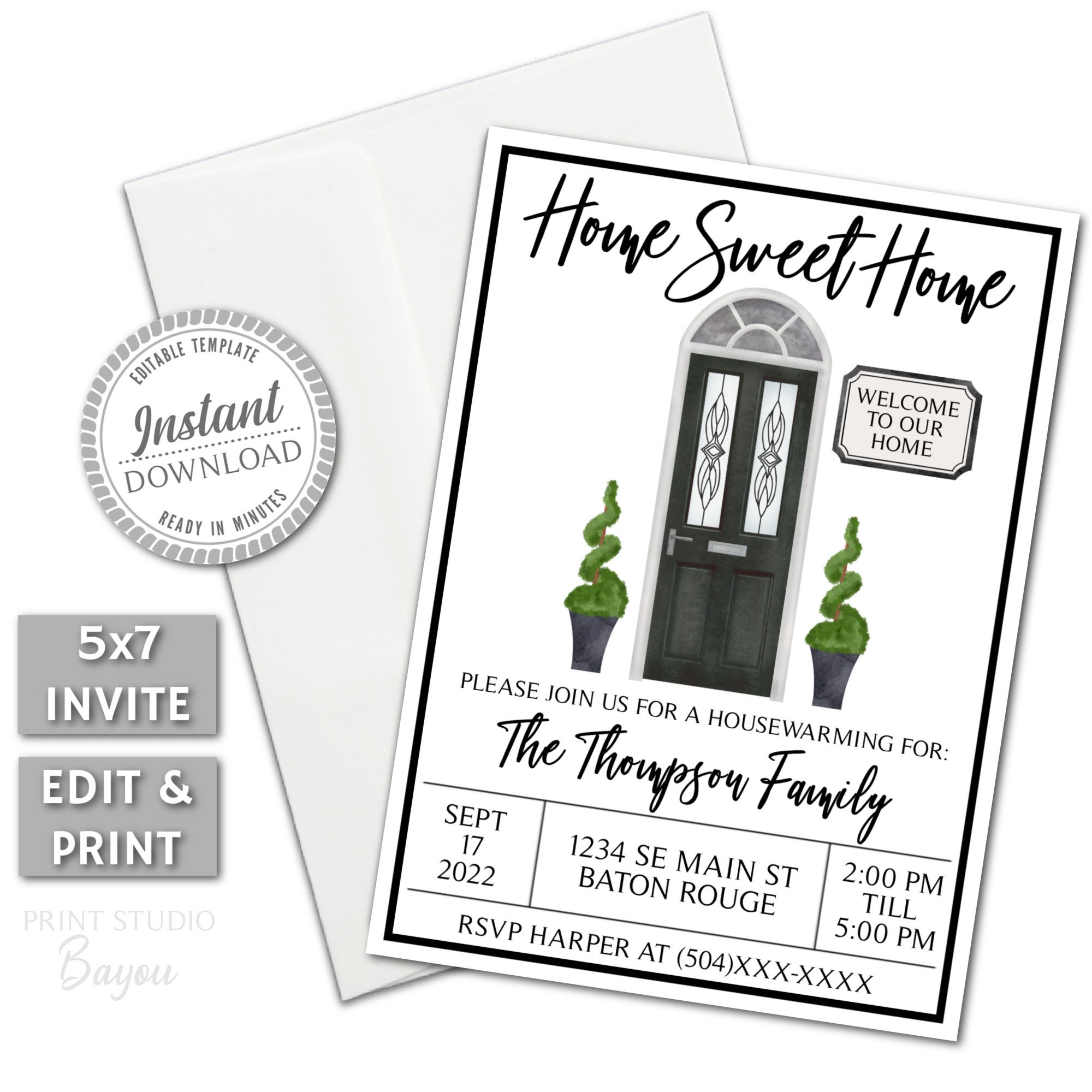 Printable Home Sweet Home Invitation, Editable Housewarming Party ...