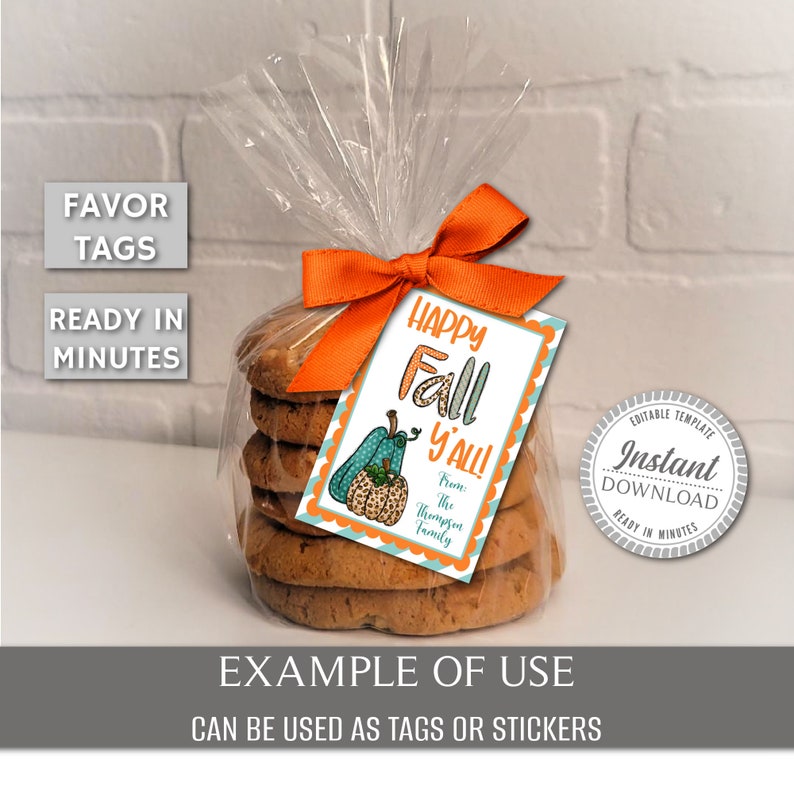 Printable Happy Fall Y'all Favor Tags: Thanksgiving Gift Tags (2.5x4 ...