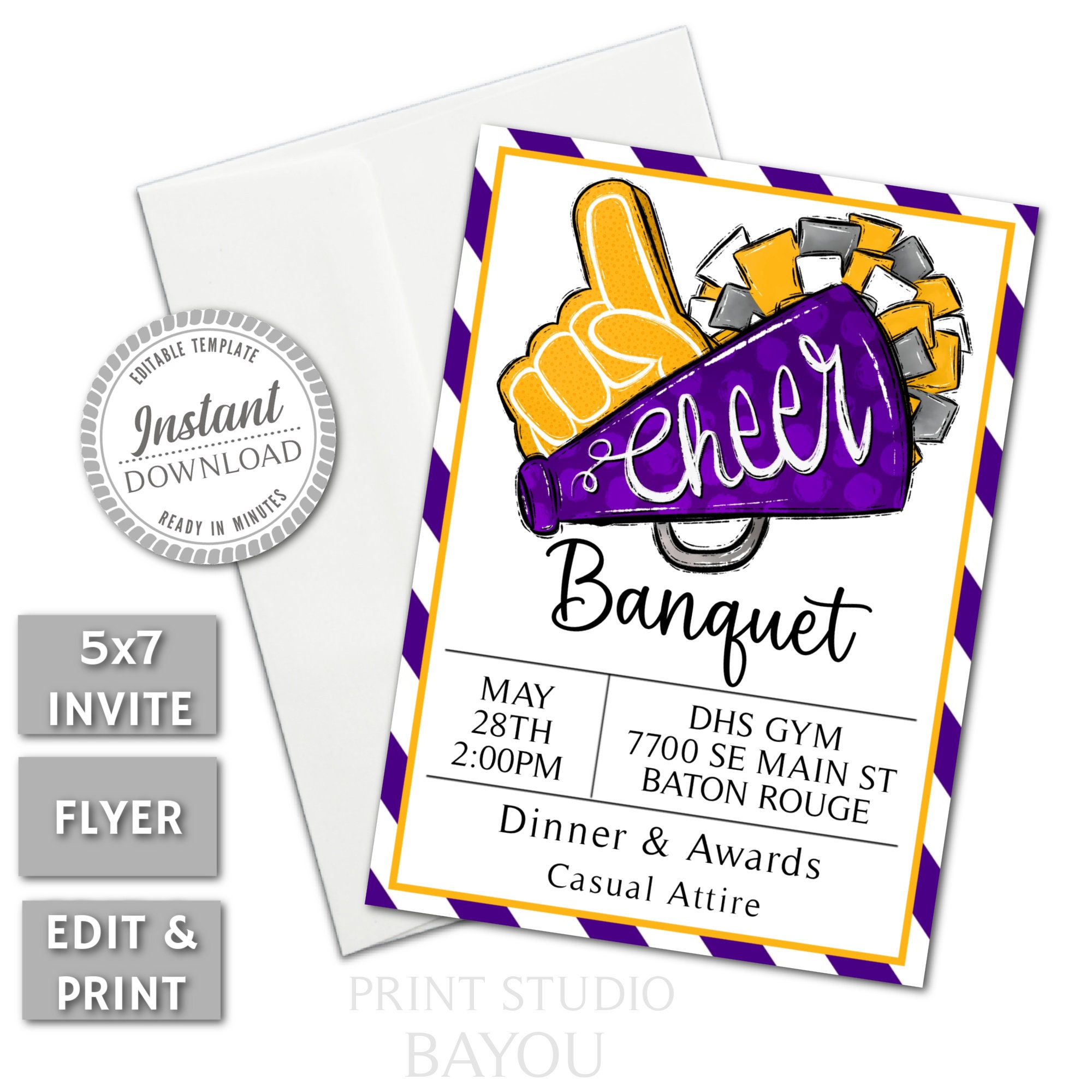 Printable End of Season Cheer Squad Banquet Invitation, End of Season ...