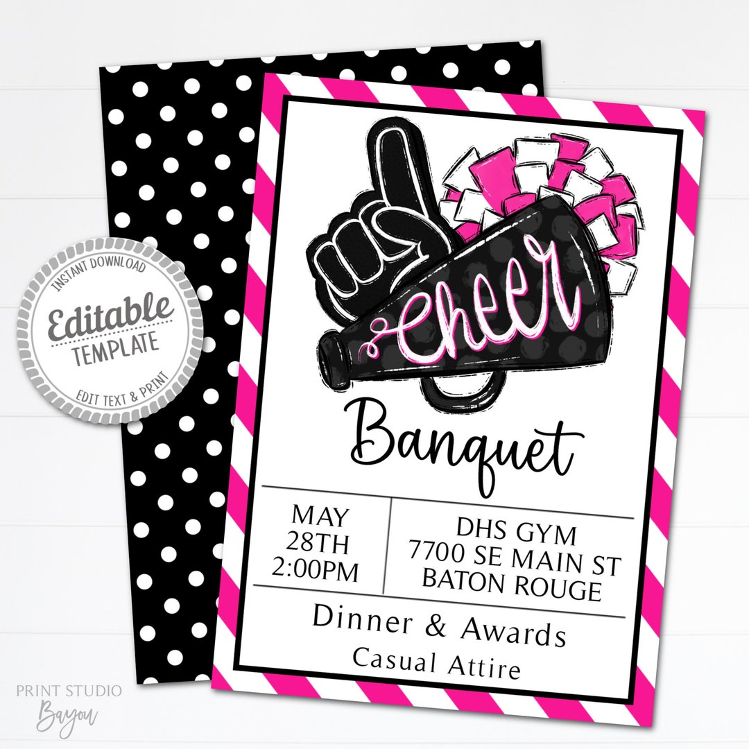 Printable End of Season Cheer Banquet Invitation, Editable End of ...