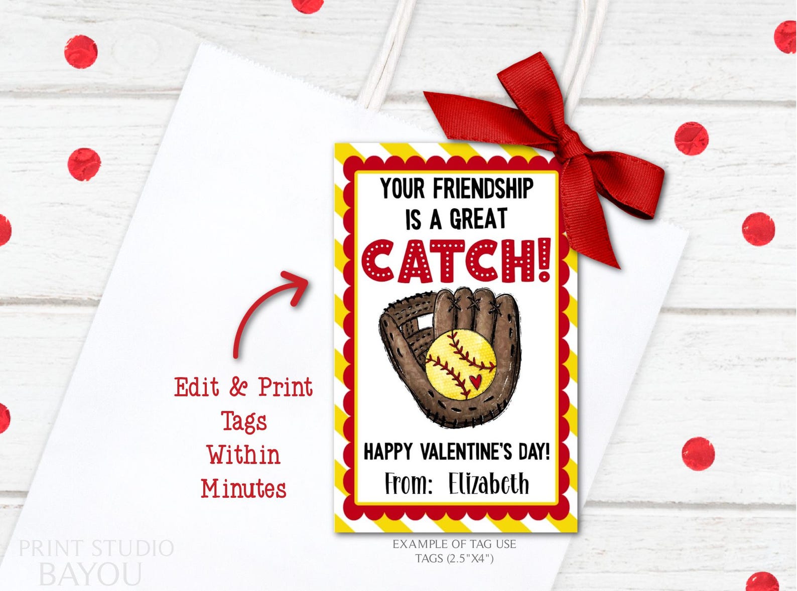 Printable You're a Great Catch Valentine Treat Tags, Softball Birthday ...