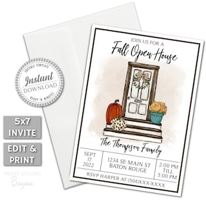 Printable Fall Open House Invitation, E-invite, Fall Housewarming ...