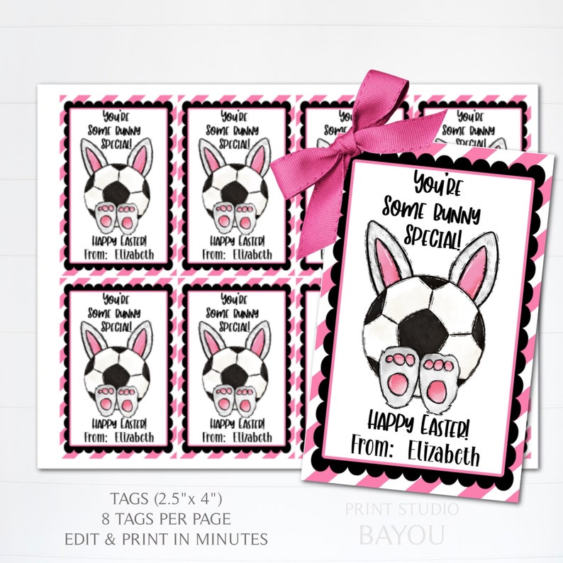 Printable You're Some Bunny Special Soccer Themed Gift Tags, Easter ...