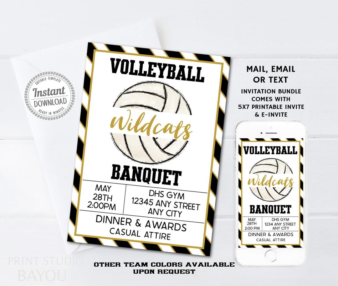 Volleyball Banquet Invitation Printable, End of Season Team Flyer ...