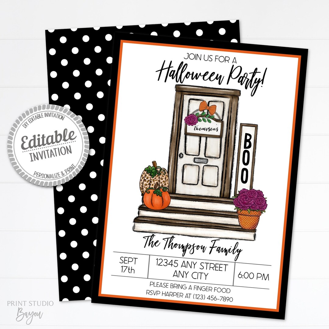 Printable Halloween Party Invitation, Editable Halloween Party ...