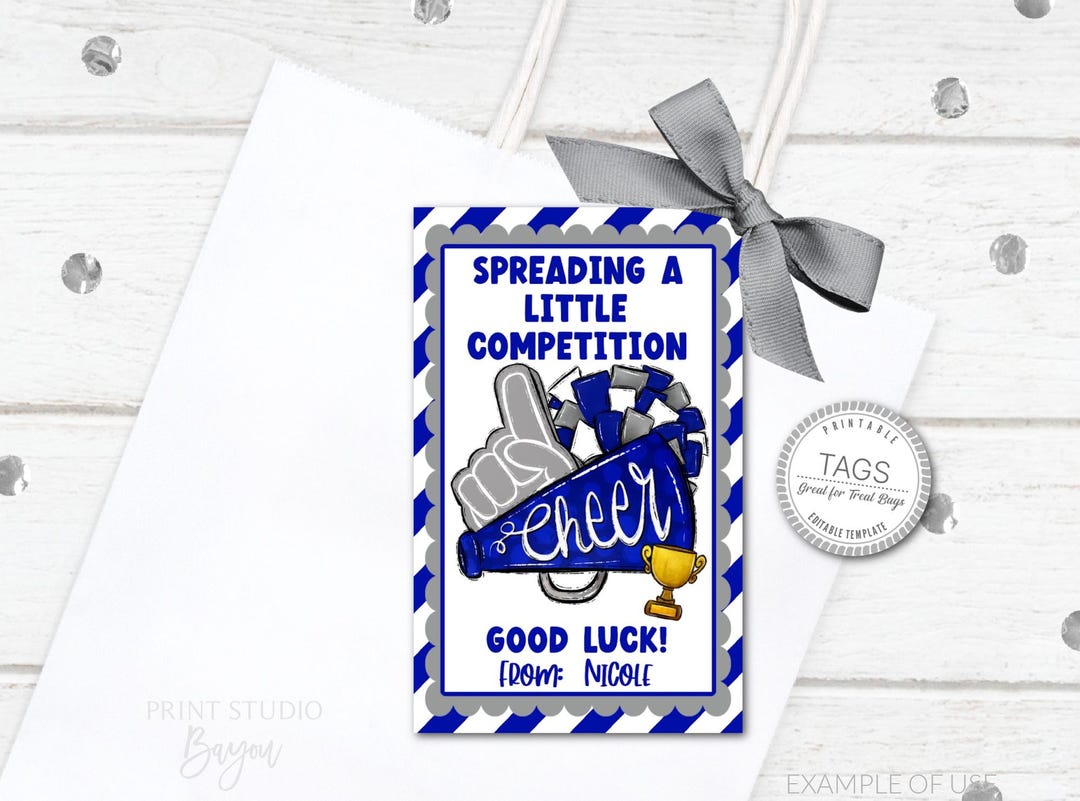 Cheer Competition Treat Tags, Good Luck Squad Favors, Editable, Instant ...