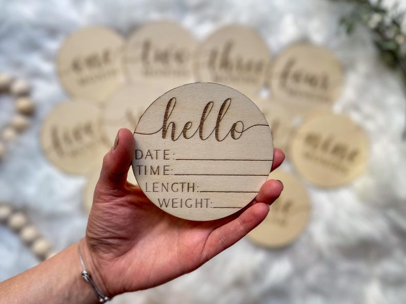 Wooden Baby Milestone Cards, Laser Engraved Monthly Photo Props - Etsy