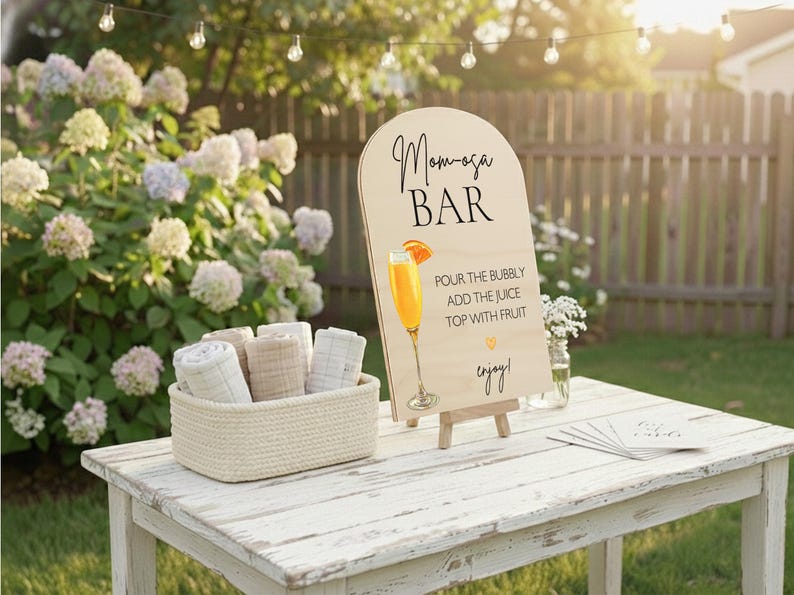 Mom-osa Bar Baby Shower Sign, Mimosa Drink Station Sign, Brunch Decor ...