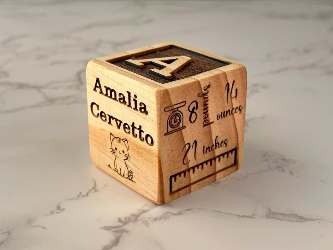 Personalized Wooden Baby Birth Stats Block - Custom Newborn Birth ...