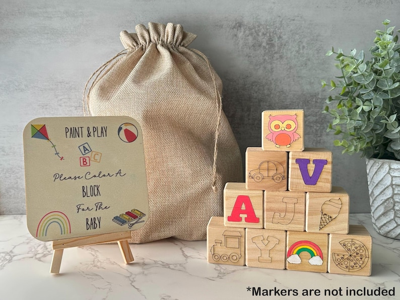 Baby Shower ABC Blocks Activity - DIY Alphabet Block Decorating Game ...