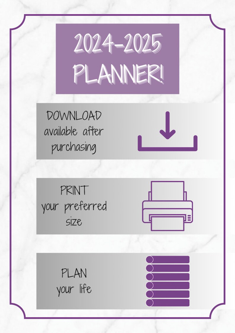 2024-2025 Yearly, Monthly, Weekly, Daily, Hourly Planner Instant ...