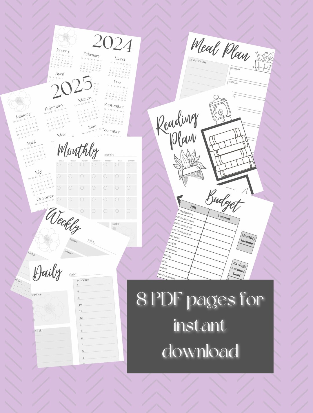 2024-2025 Yearly, Monthly, Weekly, Daily, Hourly Planner Instant ...