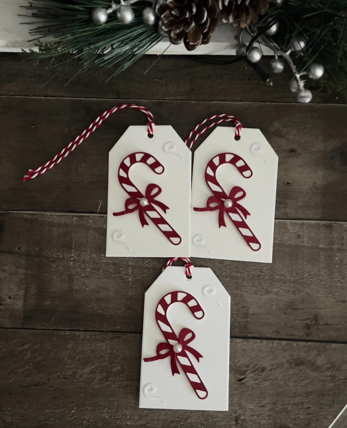 Candy Cane Gift Tags-set of 6, Holiday Gift Tags, Favor Tags, Christmas ...