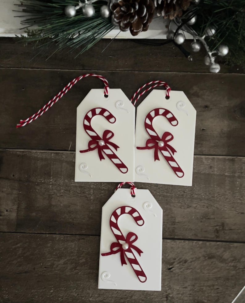 Candy Cane Gift Tags-set of 6, Holiday Gift Tags, Favor Tags, Christmas ...