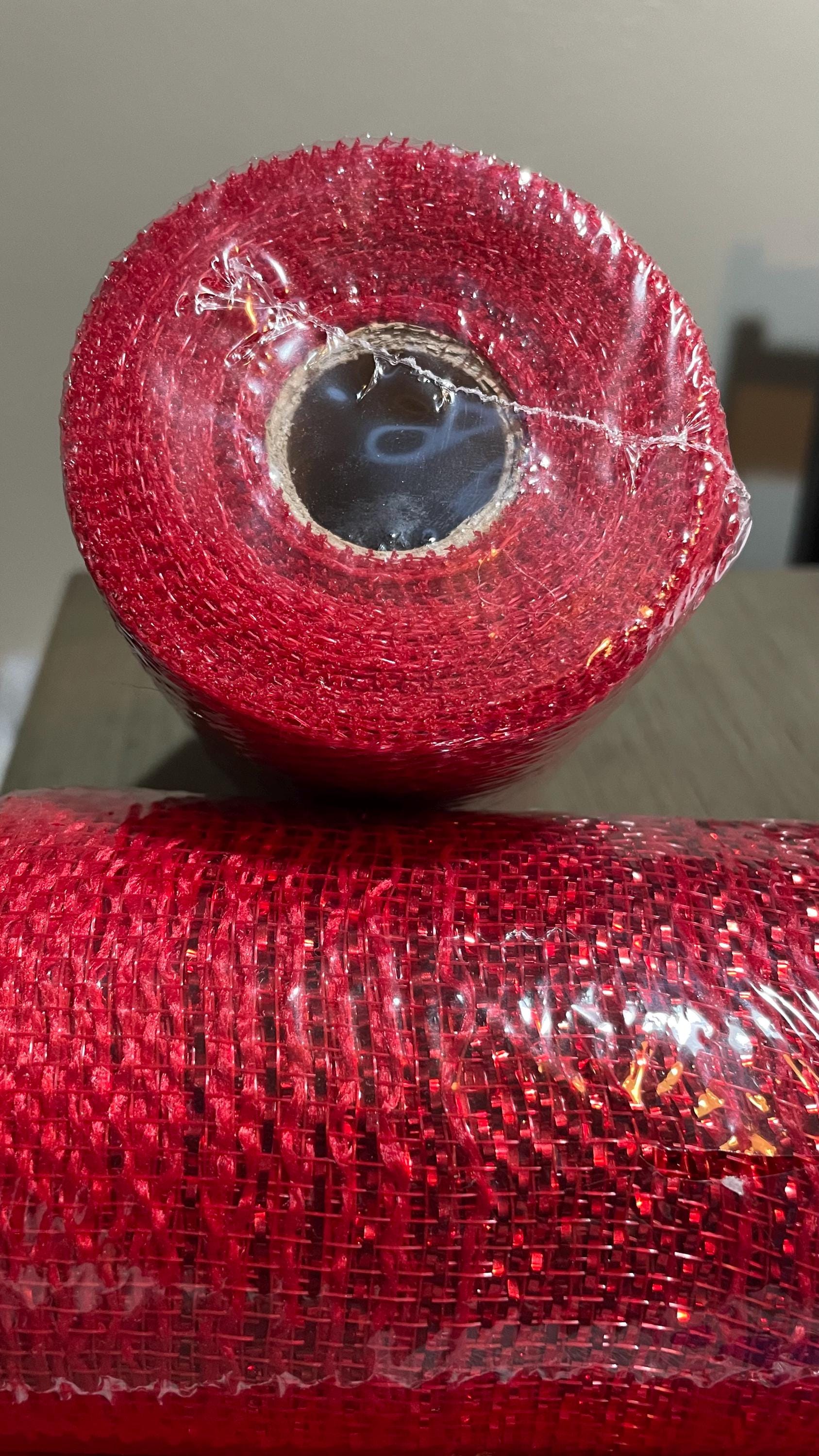 Red Decorative Mesh-5 Half in X 30 Ft. (14 CM X 9.14 M) Holiday Ribbon ...