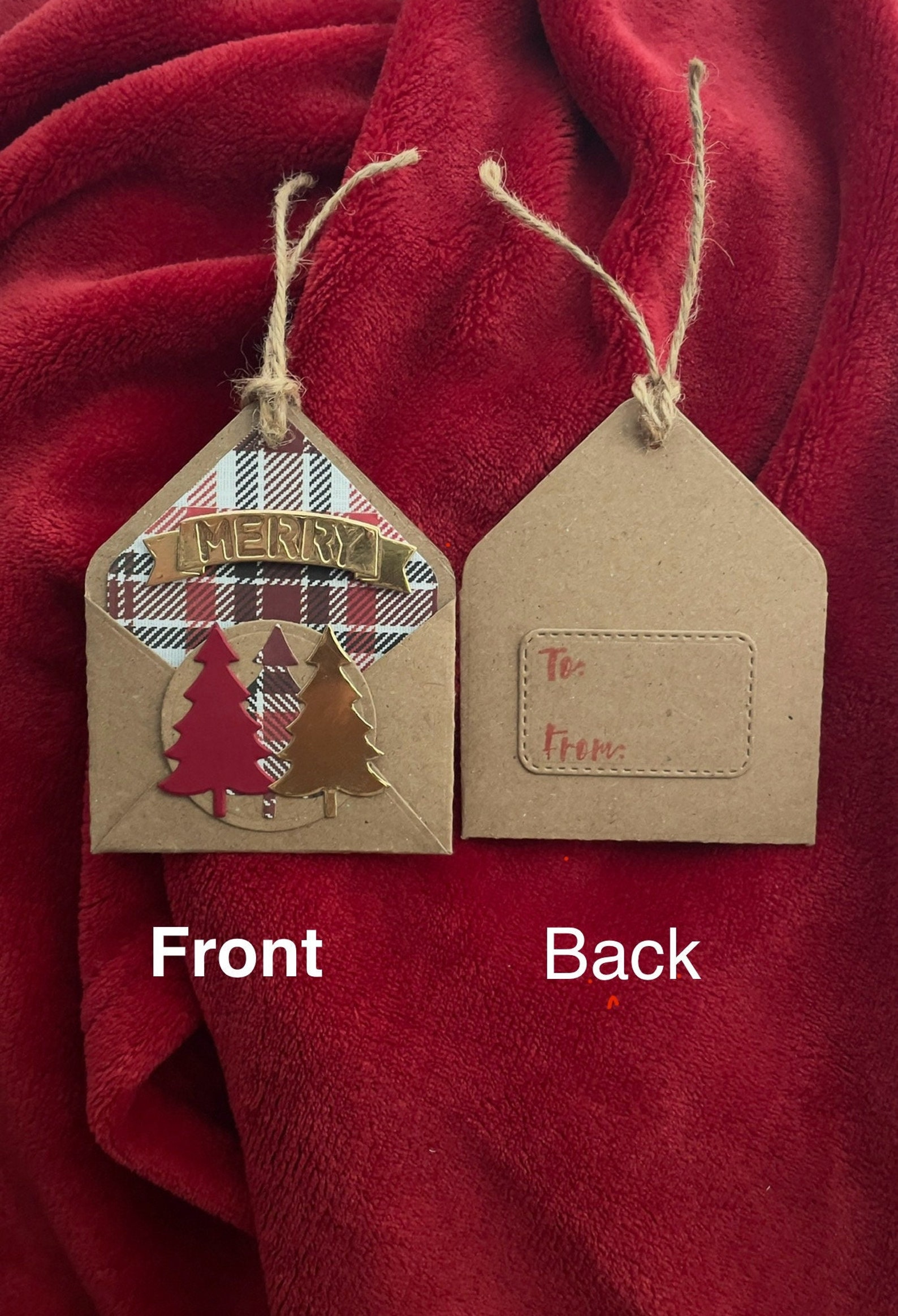 Christmas Tree Gift Tag Envelope-set of 6, Plaid Christmas Tags ...