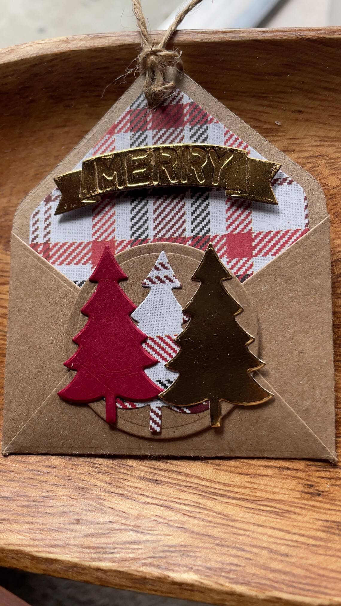 Christmas Tree Gift Tag Envelope-set of 6, Plaid Christmas Tags ...