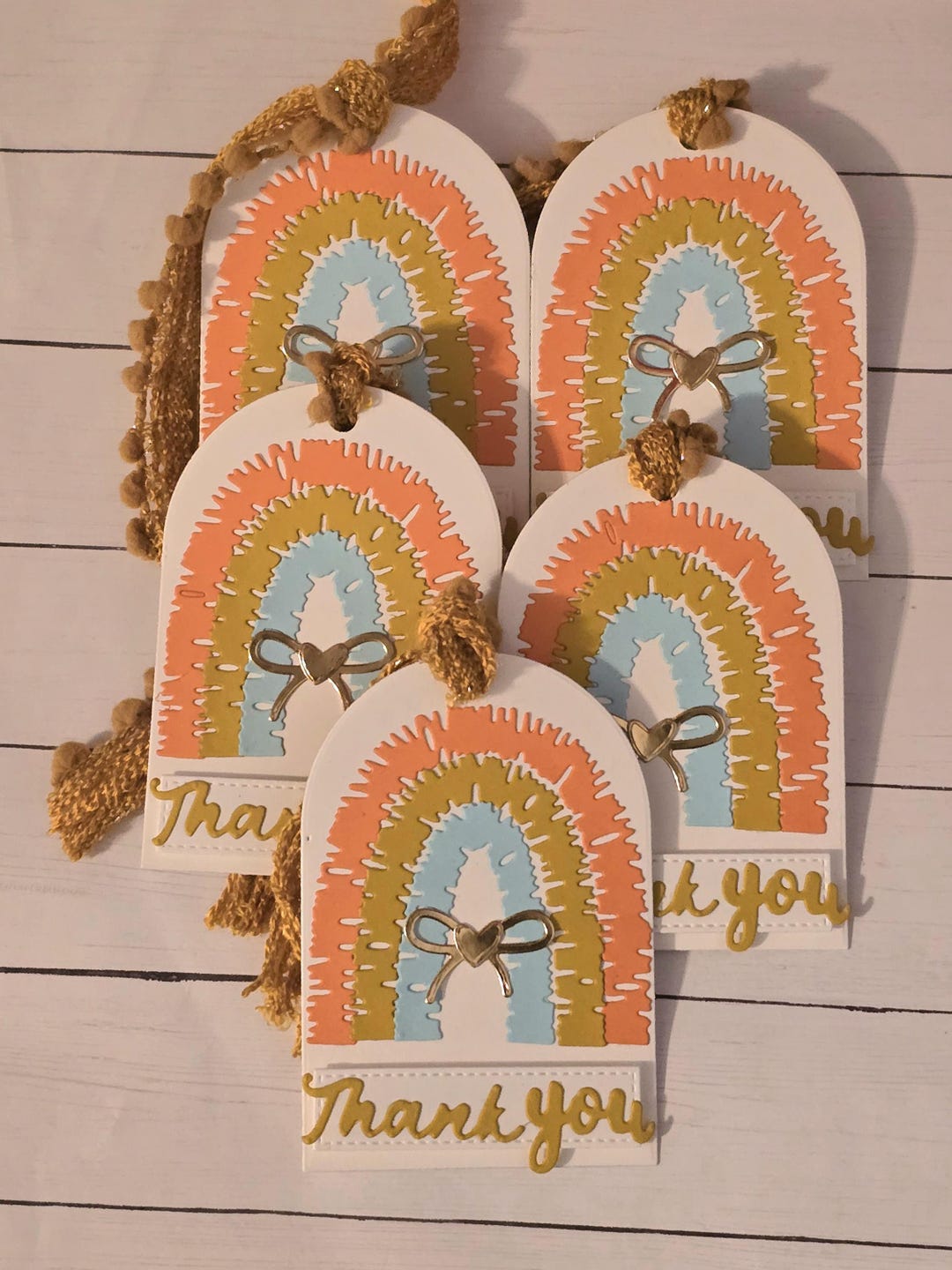 Rainbow Gift Tags-set of 5, Boho Thank You Tags, Birthday Tags, Retro ...