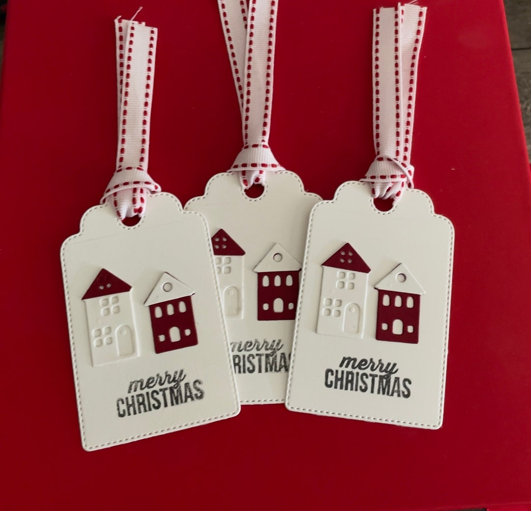 Christmas House Gift Tags, Hand Stamped Set of 6 - Etsy