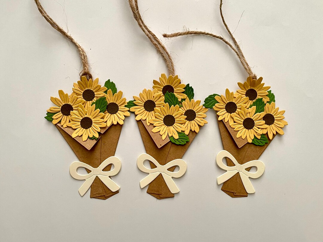 Sunflower Bouquet Tags, Flower Bouquet Gift Tags- Set of 5 - Etsy
