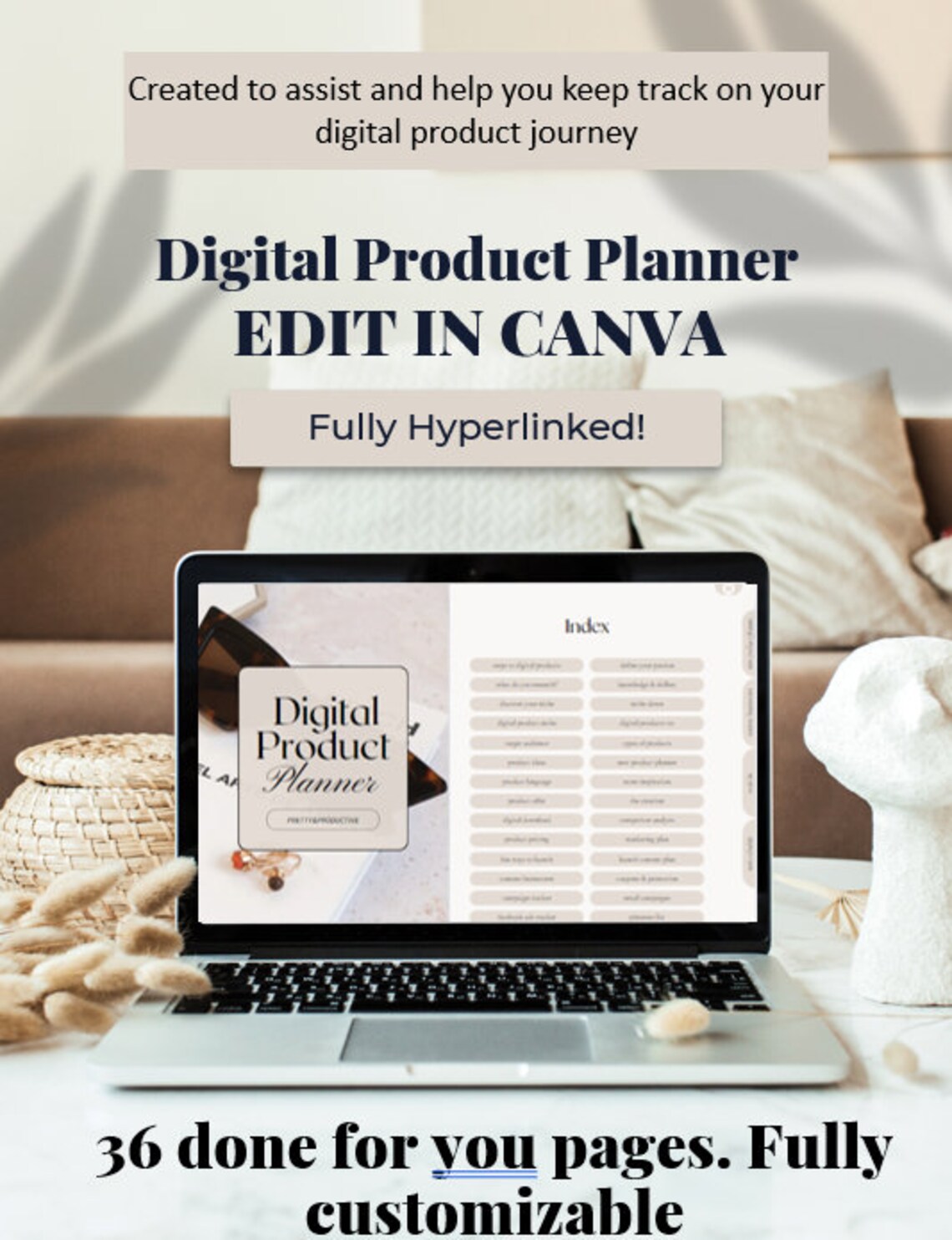 Digital Product Planner, Fully Hyperlinked - Etsy