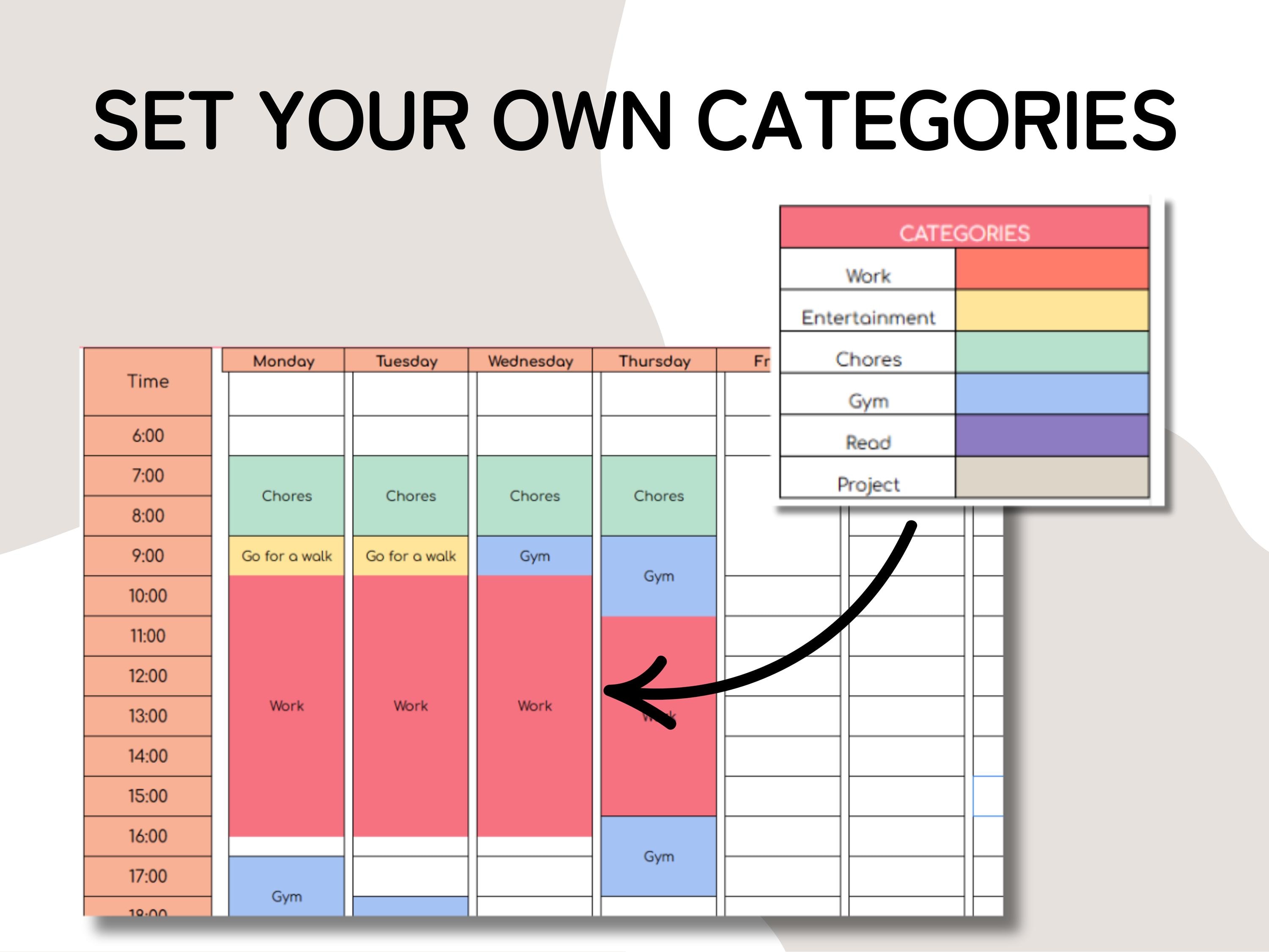 Weekly Schedule Spreadsheet | Daily Schedule Spreadsheet | Weekly ...
