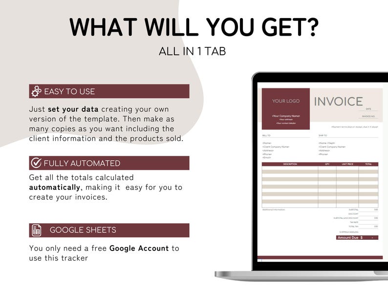 Printable Invoice Template | Invoice Spreadsheet | Invoice Google ...