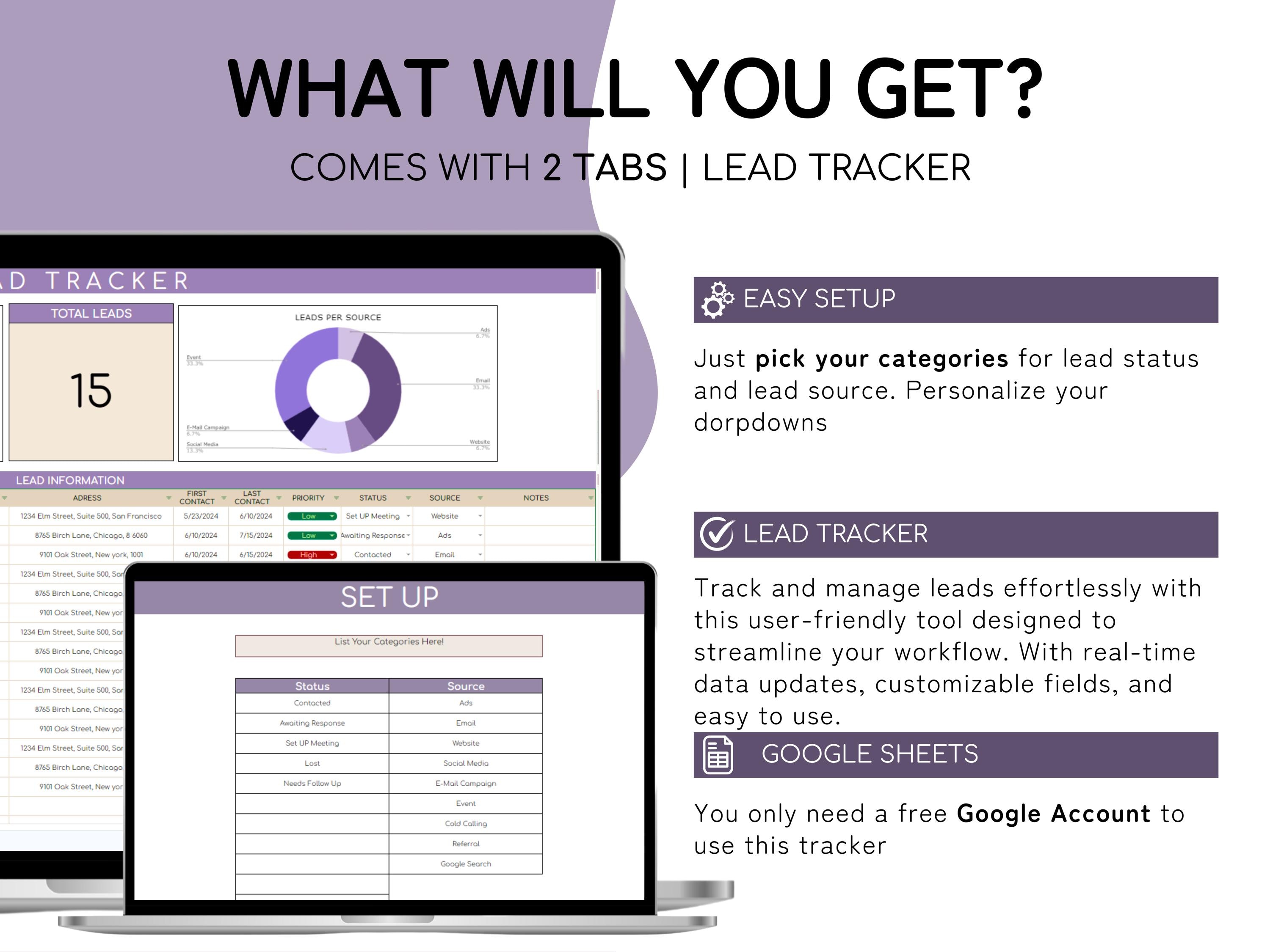 Lead Tracker Google Sheets | Digital Client Management | Communication ...
