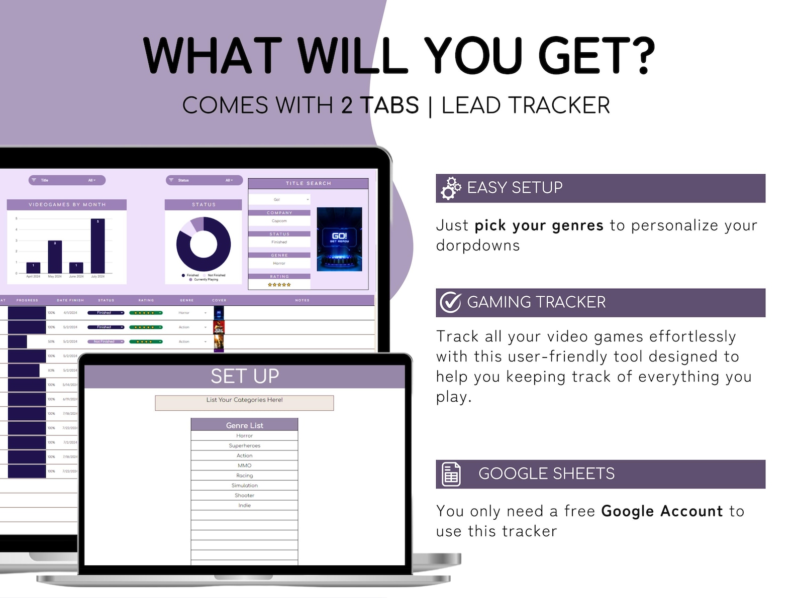 Gaming Tracker Google Sheets | Simple Video Game Tracker Spreadsheet ...