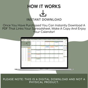 Monthly Calendar Spreadsheet Google Sheets | Daily Schedule | Color ...