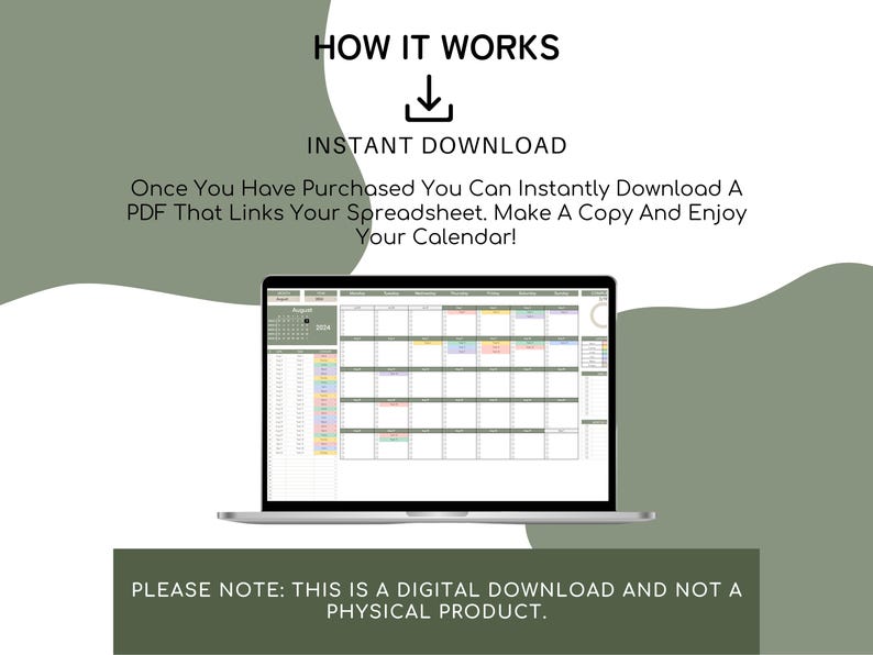 Monthly Calendar Spreadsheet Google Sheets | Daily Schedule | Color ...