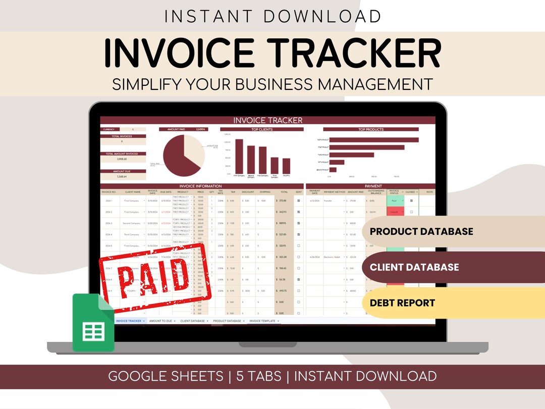 Invoice Tracker Google Sheets | Invoice Template | Invoice Tracker ...