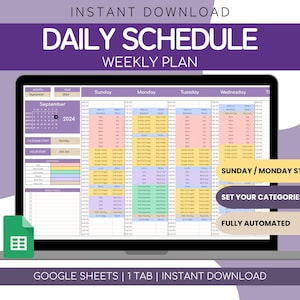 Daily Schedule Spreadsheet | Weekly Schedule Google Sheets | Google ...