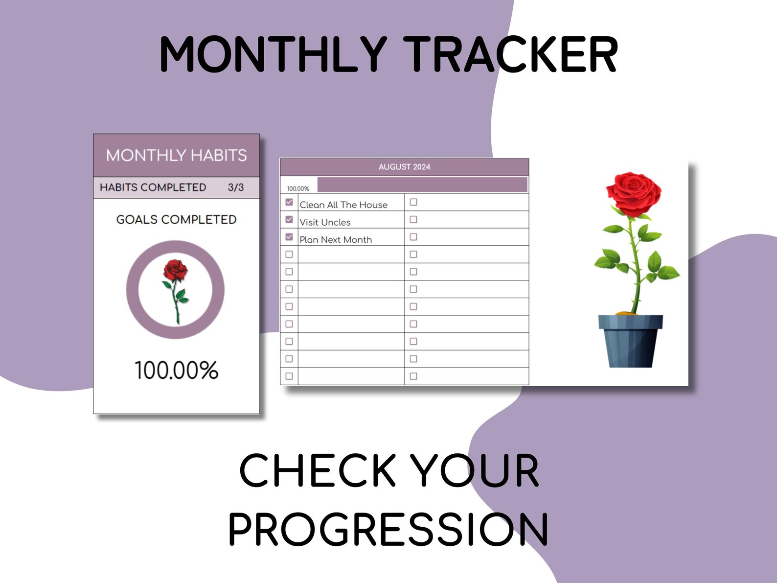 Habit Tracker Spreadsheet Google Sheets | Purple Monthly Digital Habit ...