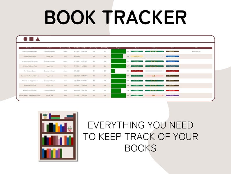 Book Tracker Spreadsheet Google Sheets | Reading Tracker Spreadsheet ...