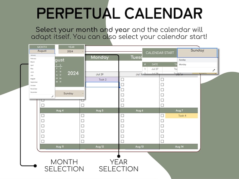 Monthly Calendar Spreadsheet Google Sheets | Daily Schedule | Color ...