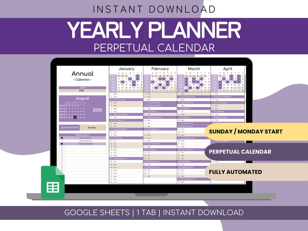 Yearly Planner Google Sheets Annual Planner Google Sheets | Annual ...