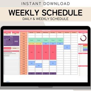 Weekly Schedule Spreadsheet | Daily Schedule Spreadsheet | Weekly ...