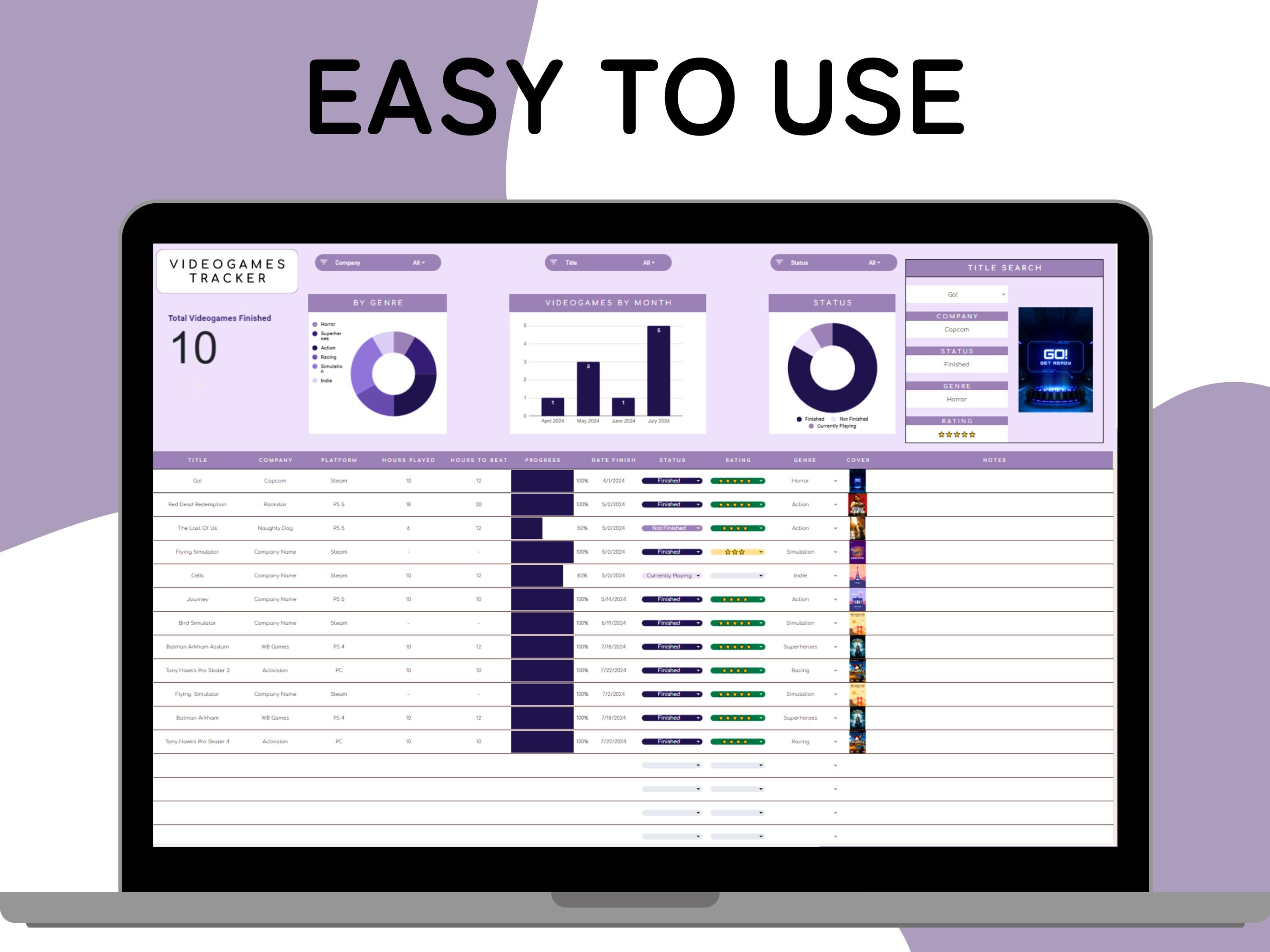 Gaming Tracker Google Sheets | Simple Video Game Tracker Spreadsheet ...