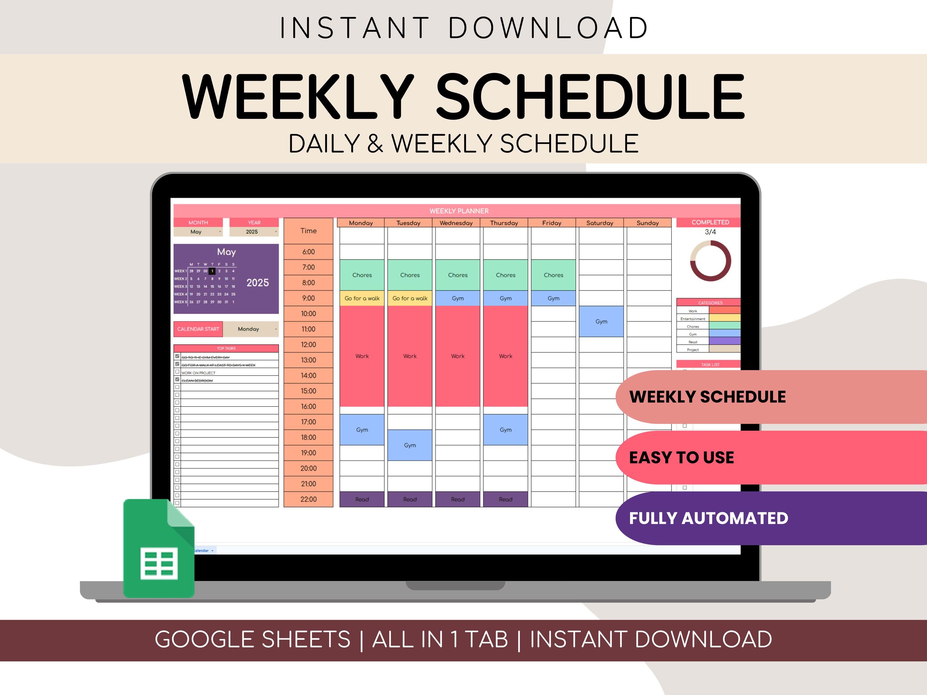 Weekly Schedule Spreadsheet | Daily Schedule Spreadsheet | Weekly ...
