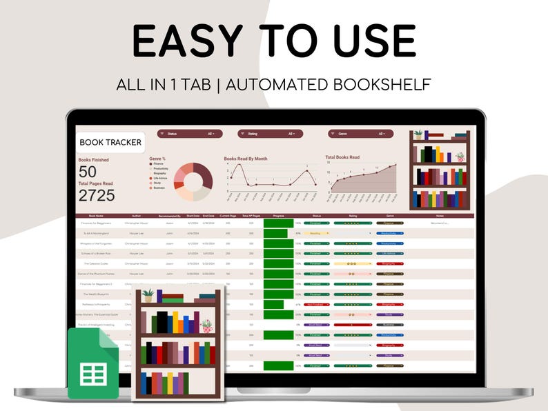 Book Tracker Spreadsheet Google Sheets | Reading Tracker Spreadsheet ...