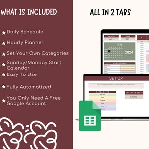 Daily Planner Google Sheets | Hourly Planner | Daily Schedule Google ...