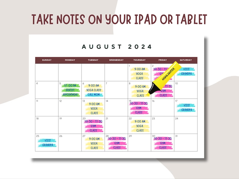 2024 2025 Digital Monthly Calendar for Goodnotes Minimalist Digital ...