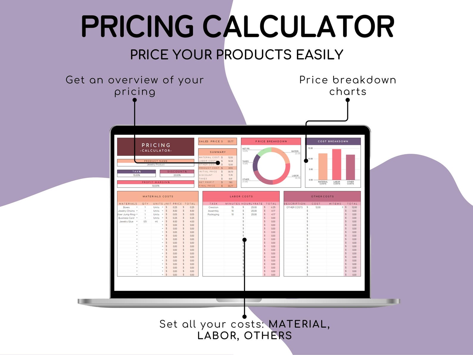 Pricing Calculator for Small Business Google Sheets | Business Tracker ...