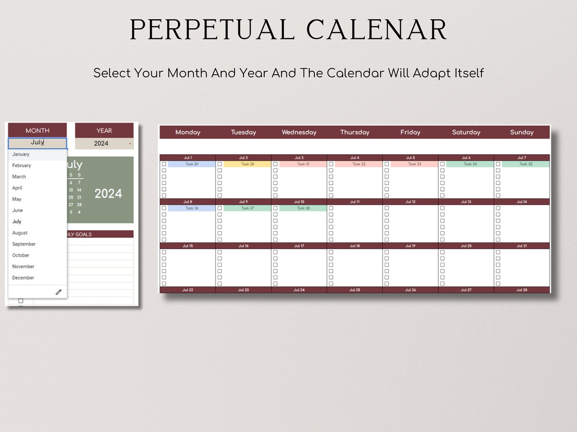 Monthly Calendar Spreadsheet Google Sheets to Do List Daily Schedule ...