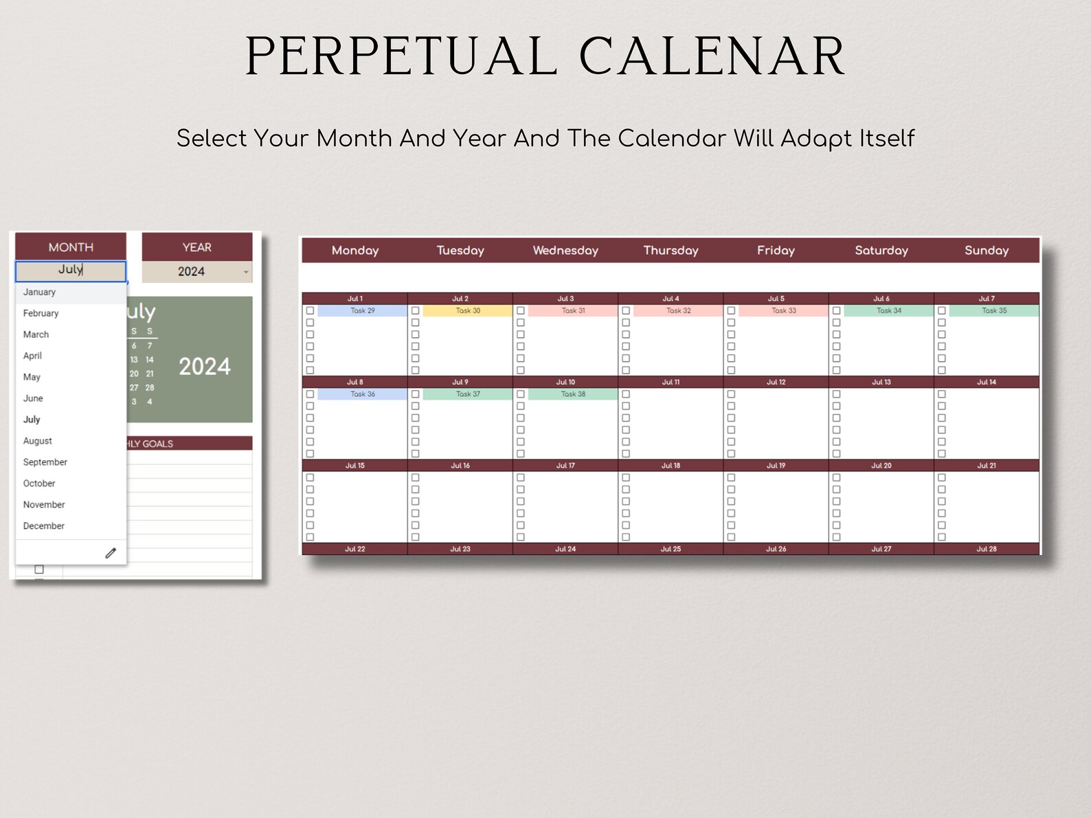 Monthly Calendar Spreadsheet Google Sheets to Do List Daily Schedule ...