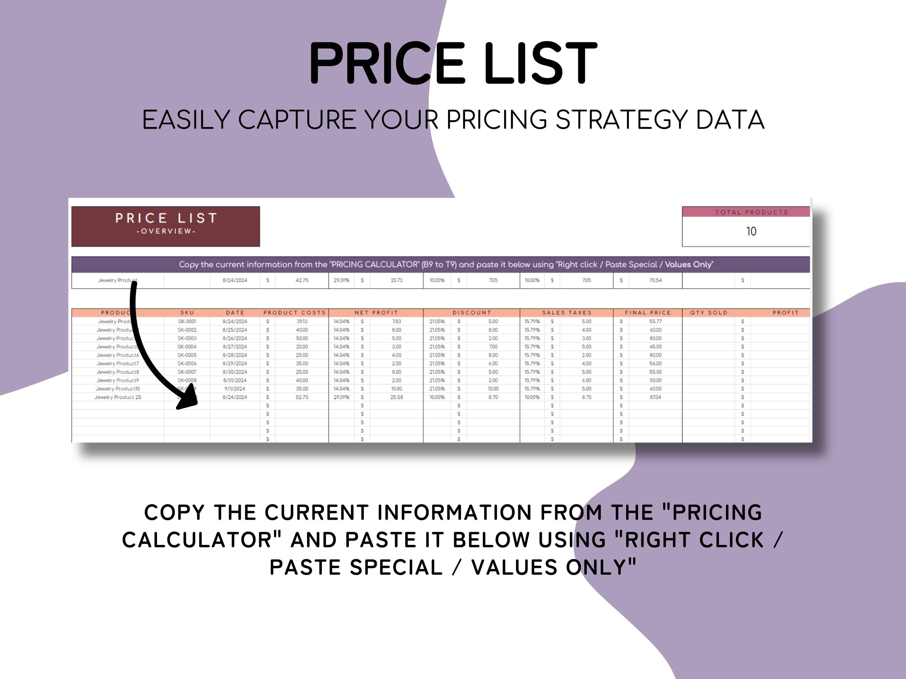Pricing Calculator for Small Business Google Sheets | Business Tracker ...