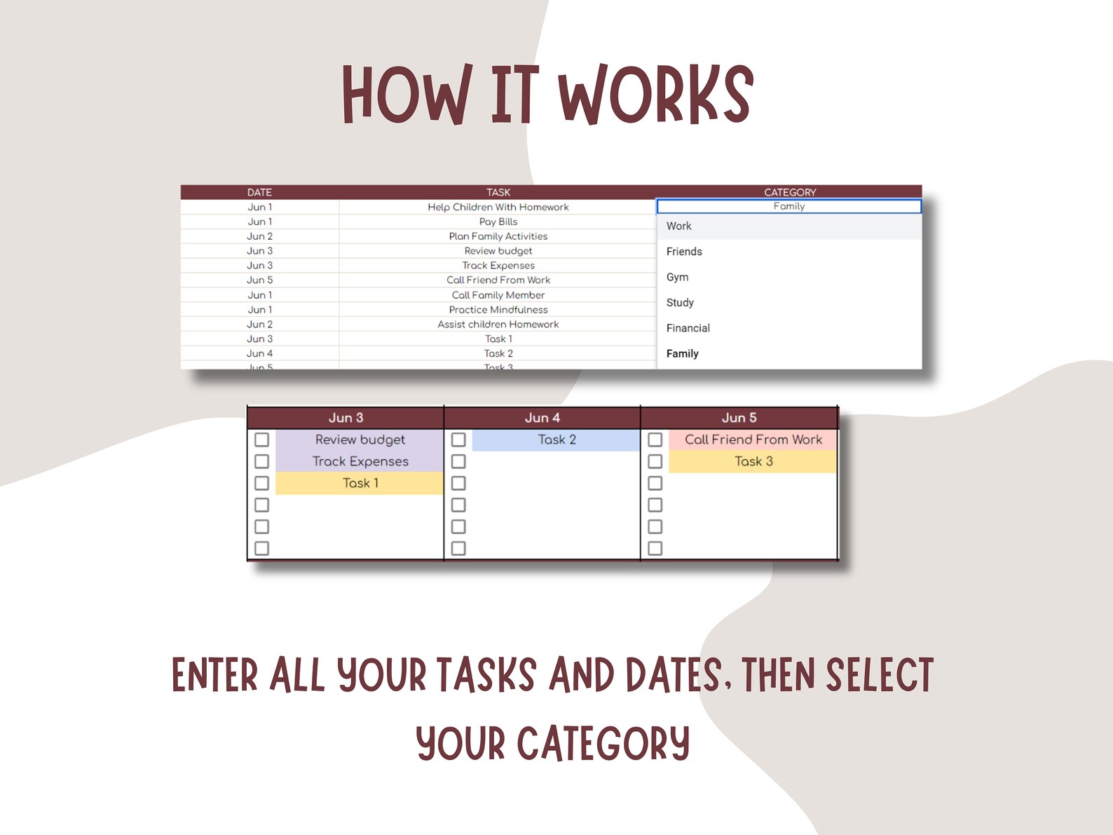 Monthly Calendar Spreadsheet Google Sheets | to Do List | Daily ...